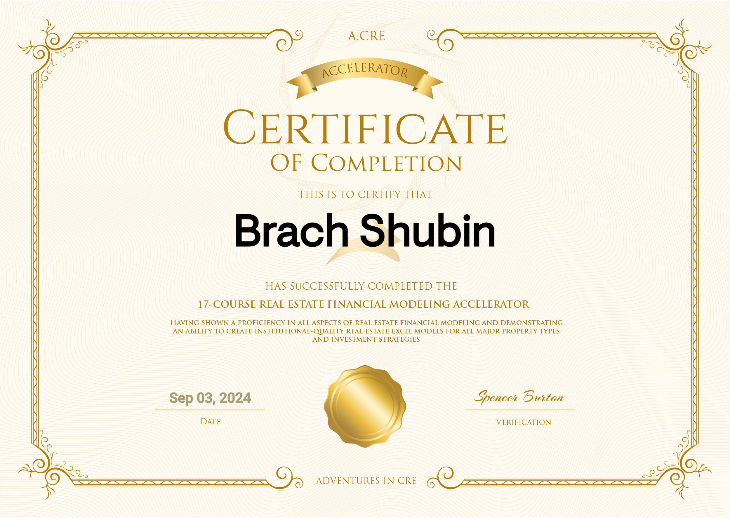 A.CRE Accelerator - Real Estate Financial Modeling Training